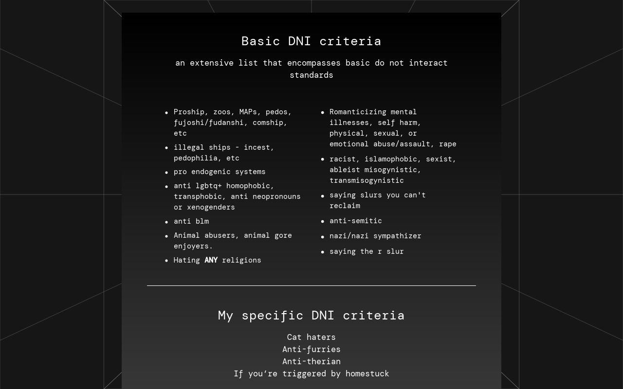 DNI criteria for dummies